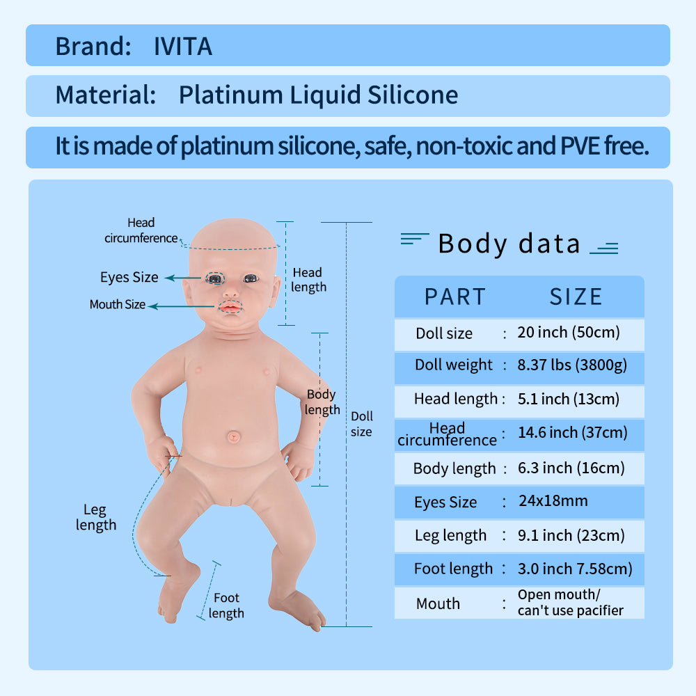 1522 IVITA 20'' Full Body Soft Silicone Reborn Baby Boy and Girl Lifel – IVITA Doll