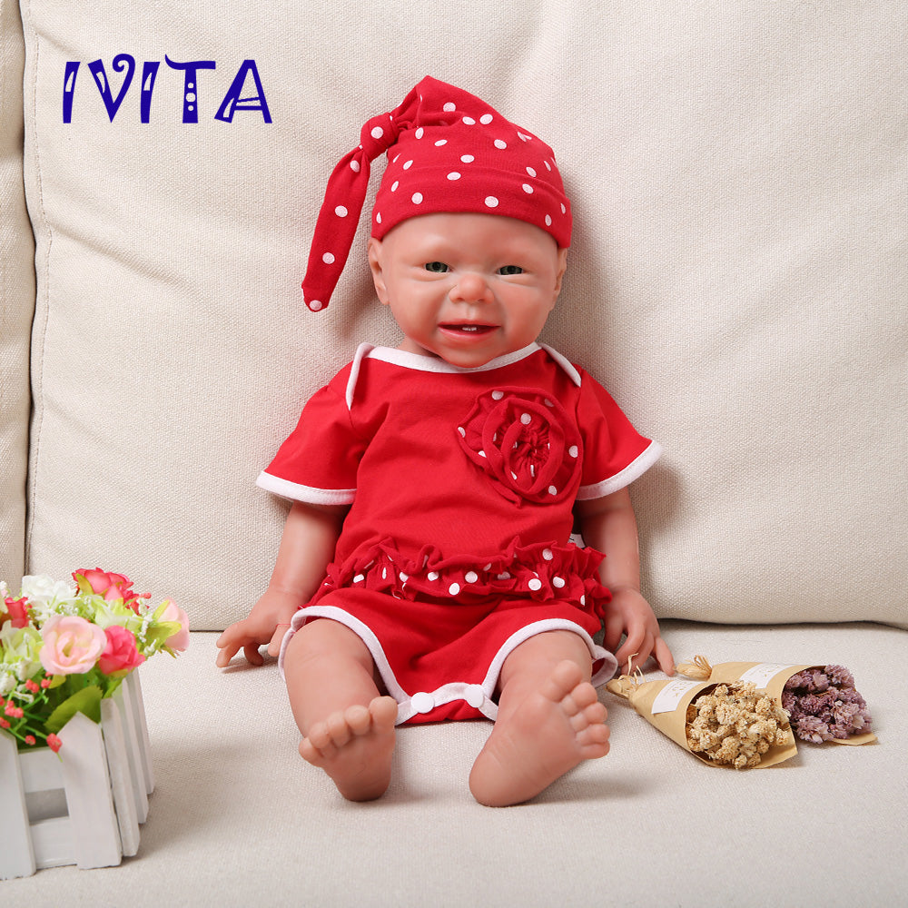 1516 IVITA 19'' Adorable Soft Silicone Reborn Baby Blue Eyes Full Sili – IVITA Doll