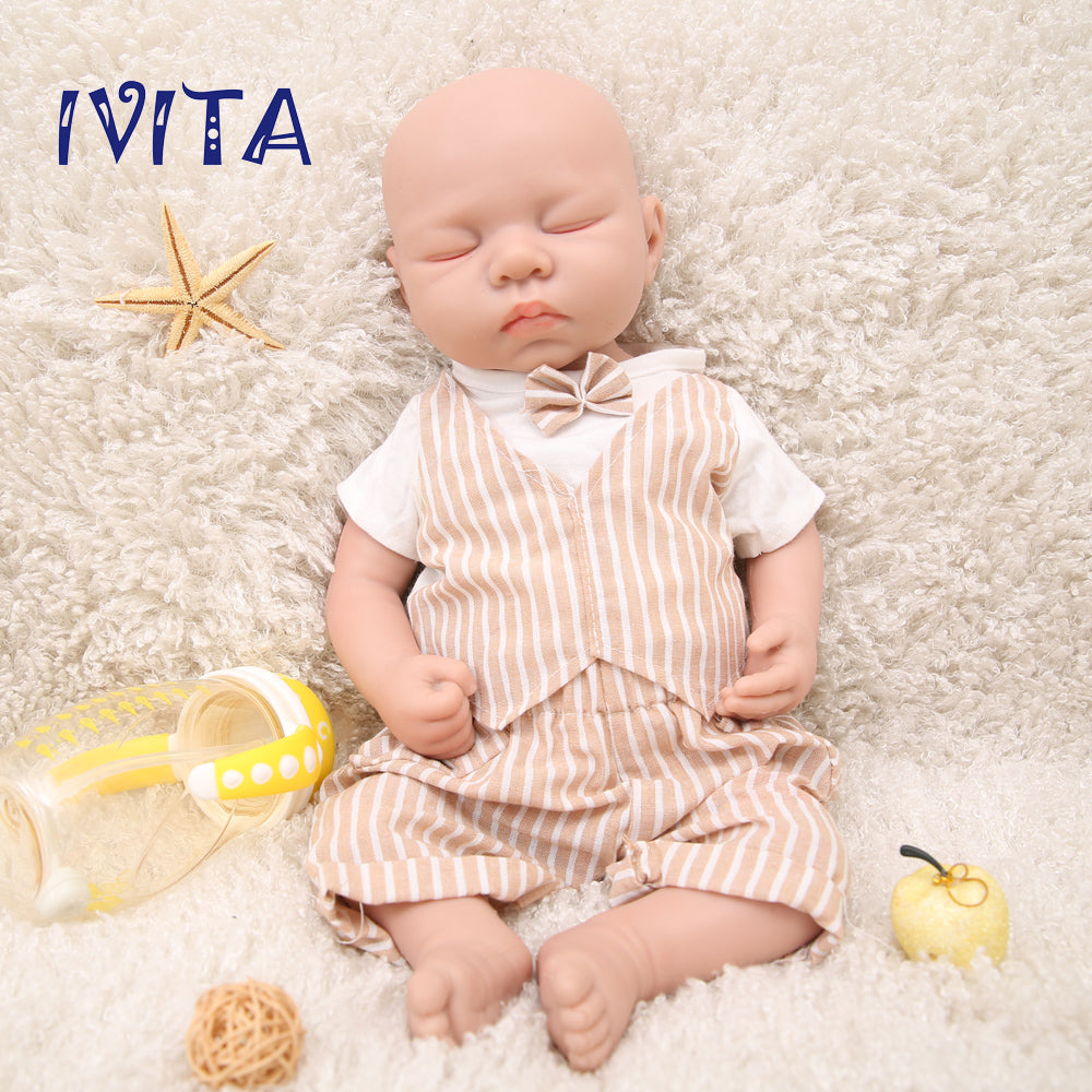 1507 IVITA 18'' Eyes Closed Full Body Silicone Reborn Baby Girl and Bo ...